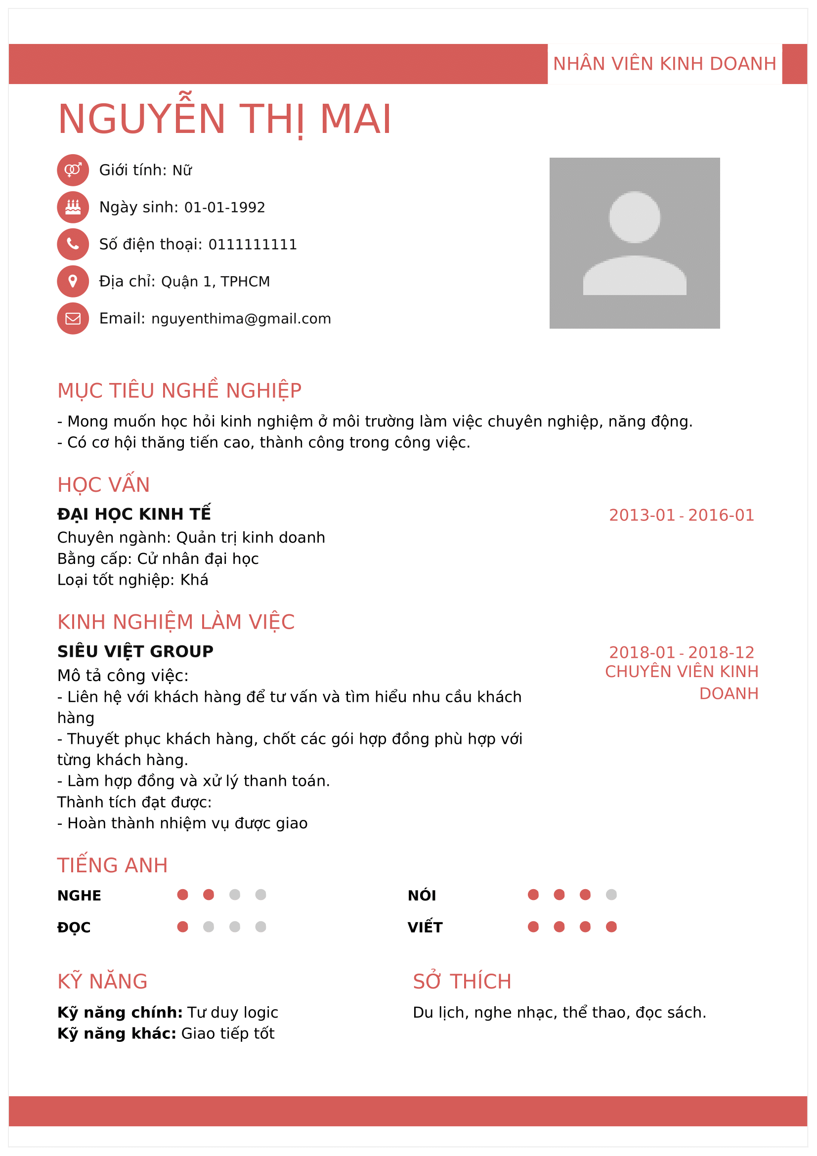 Mẫu CV Xin Việc Làm Online Đẹp Chuẩn - Download Ngay